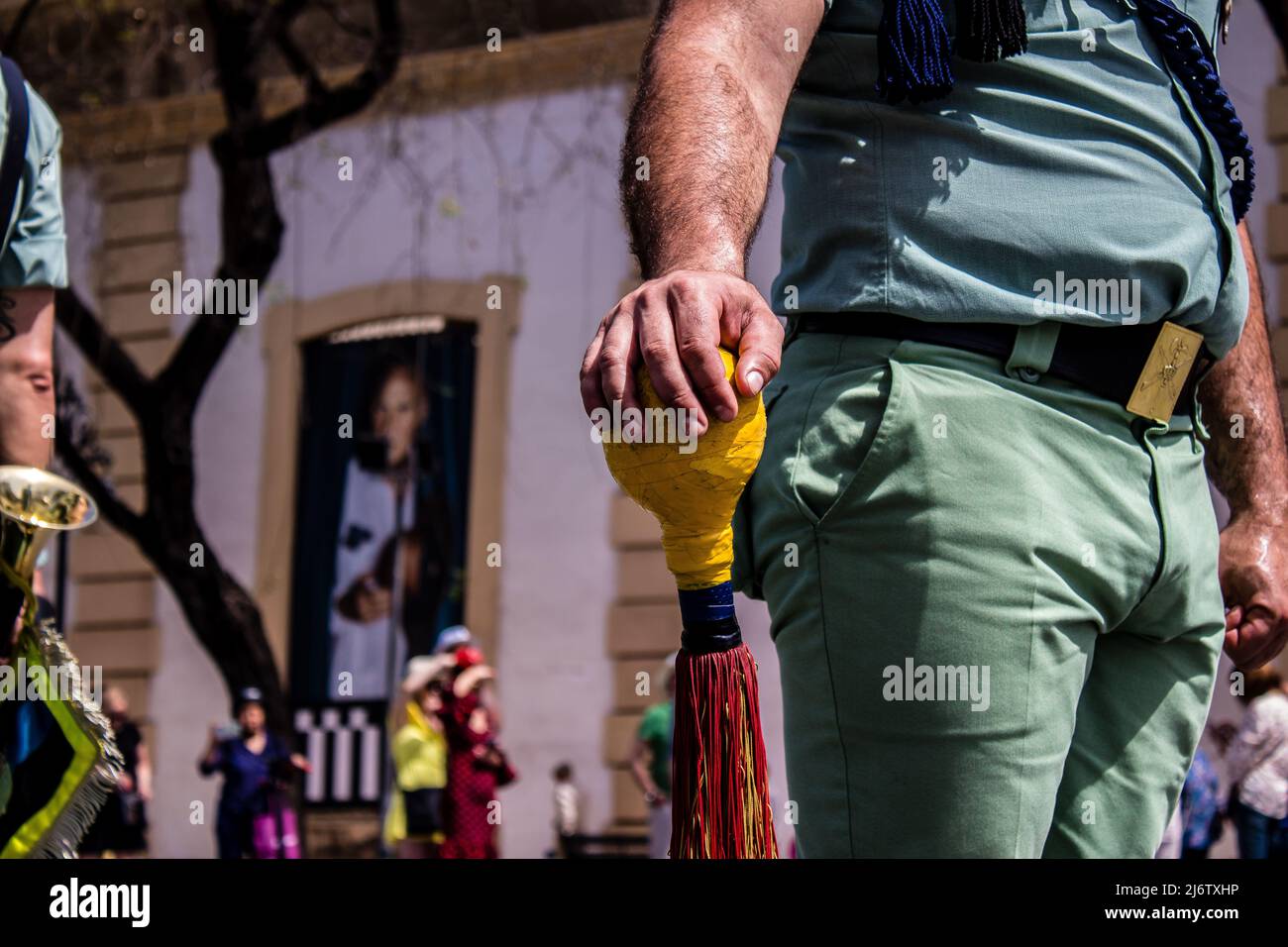 Seville, Spain - May 01, 2022 Parade of professional soldiers from the ...