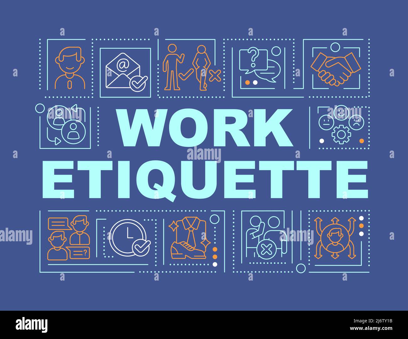 Work etiquette word concepts dark blue banner Stock Vector Image & Art ...
