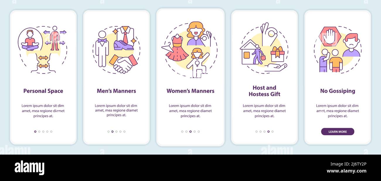 Social etiquette onboarding mobile app screen Stock Vector Image & Art ...