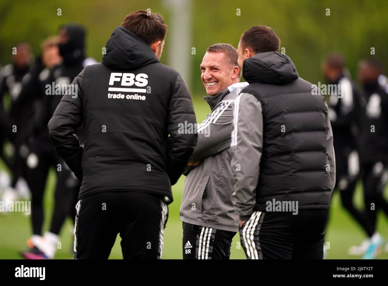Leicester City manager Brendan Rodgers during a training session at the ...
