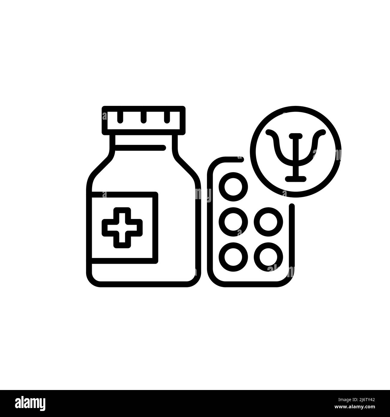 Mental health therapy using drugs. Pixel perfect, editable stroke line ...