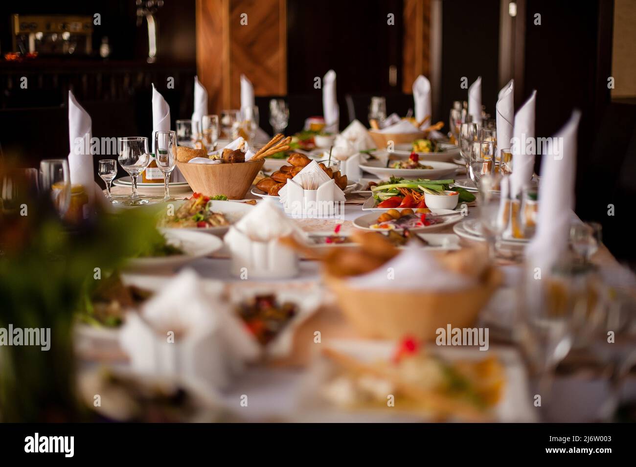 Different salads served at the celebratory table Stock Photo - Alamy