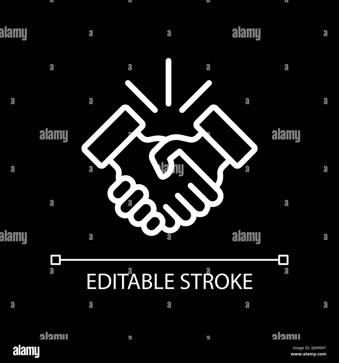 Handshake pixel perfect white linear icon for dark theme Stock Vector ...