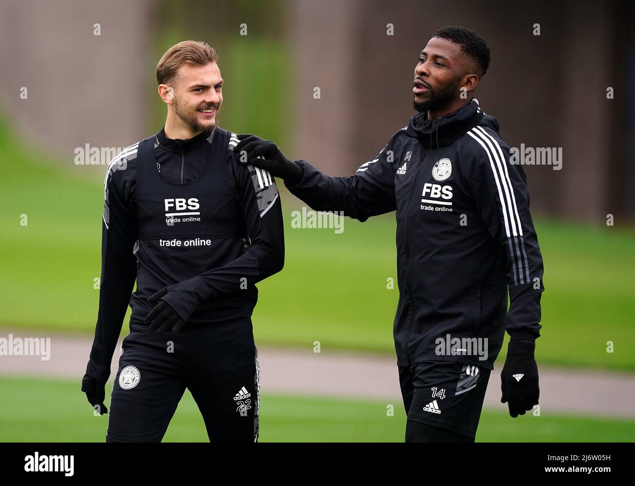 Leicester City's Kiernan Dewsbury-Hall and Kelechi Iheanacho (right ...