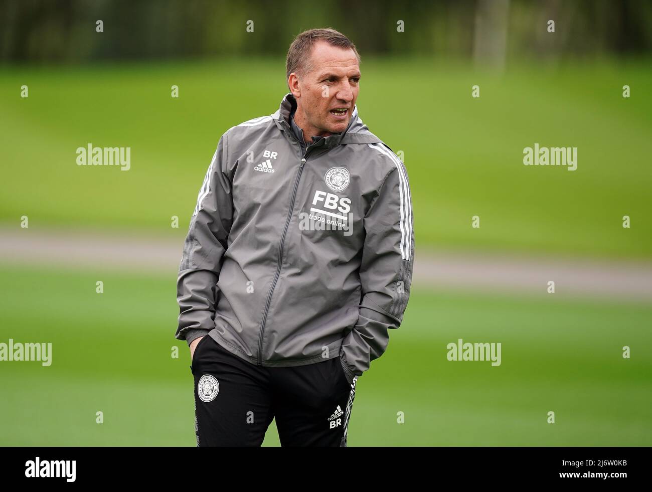 Leicester City manager Brendan Rodgers during a training session at the ...