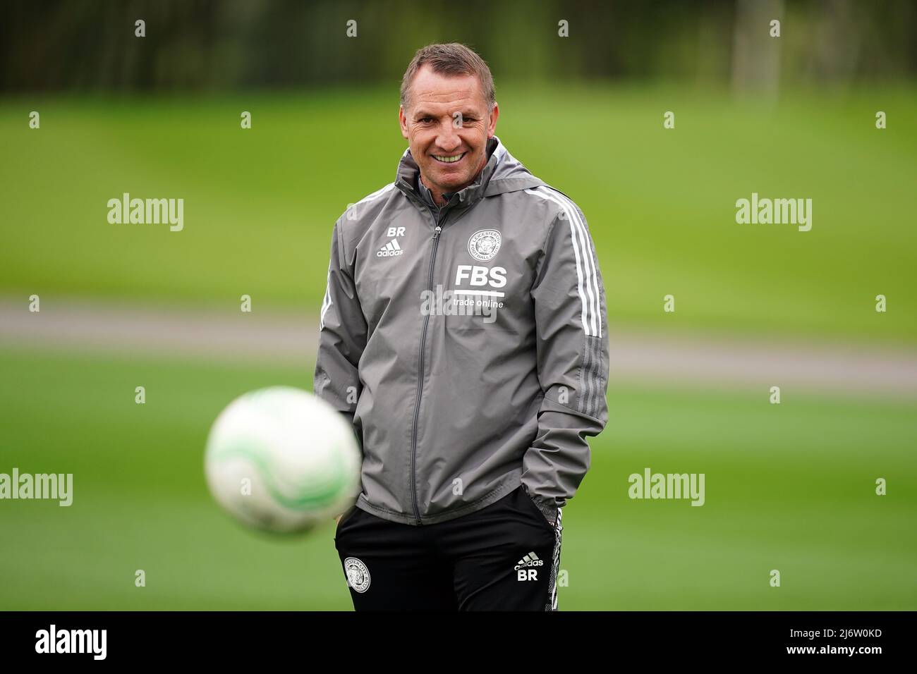 Leicester City manager Brendan Rodgers during a training session at the ...