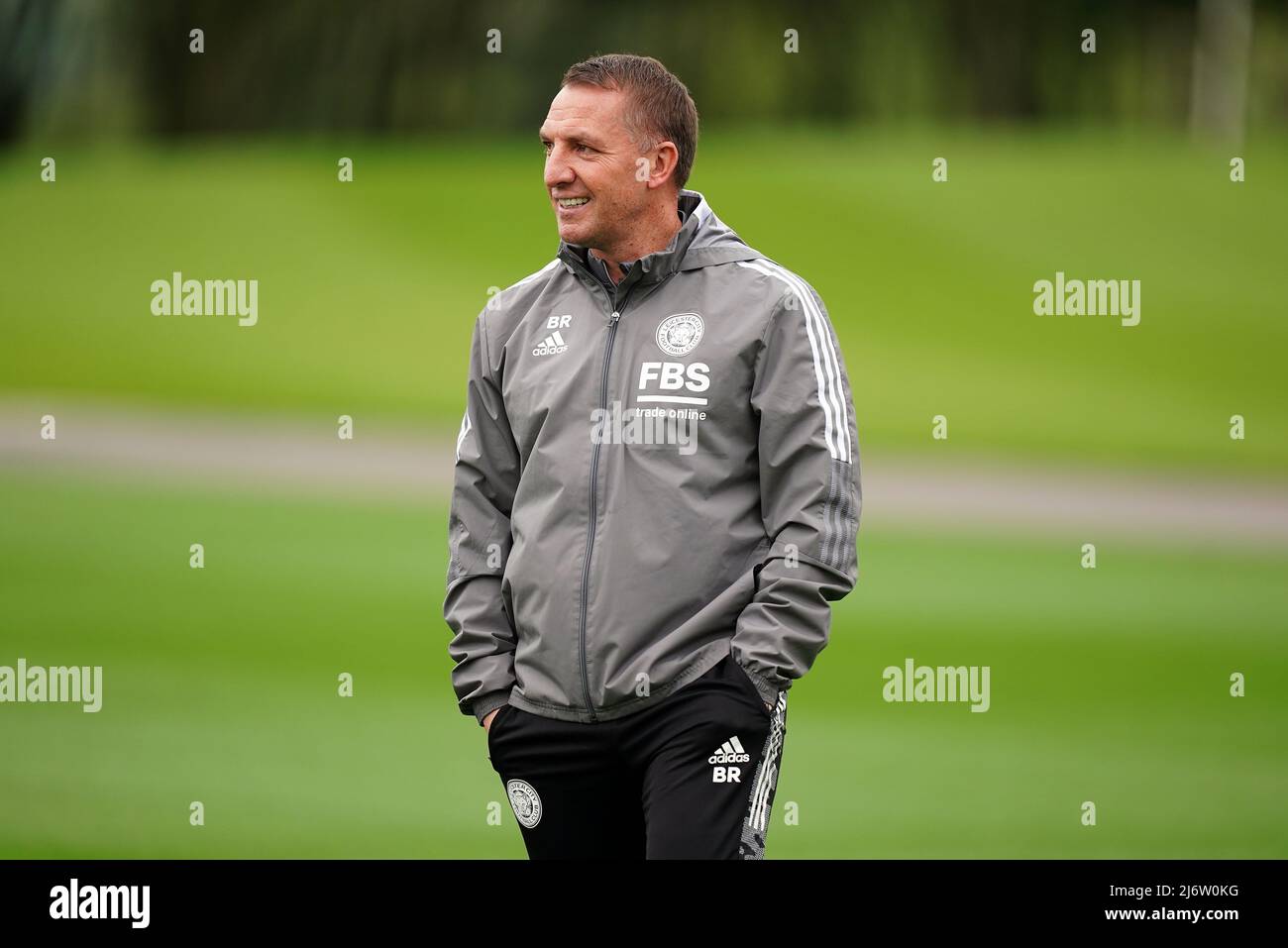 Leicester City manager Brendan Rodgers during a training session at the ...