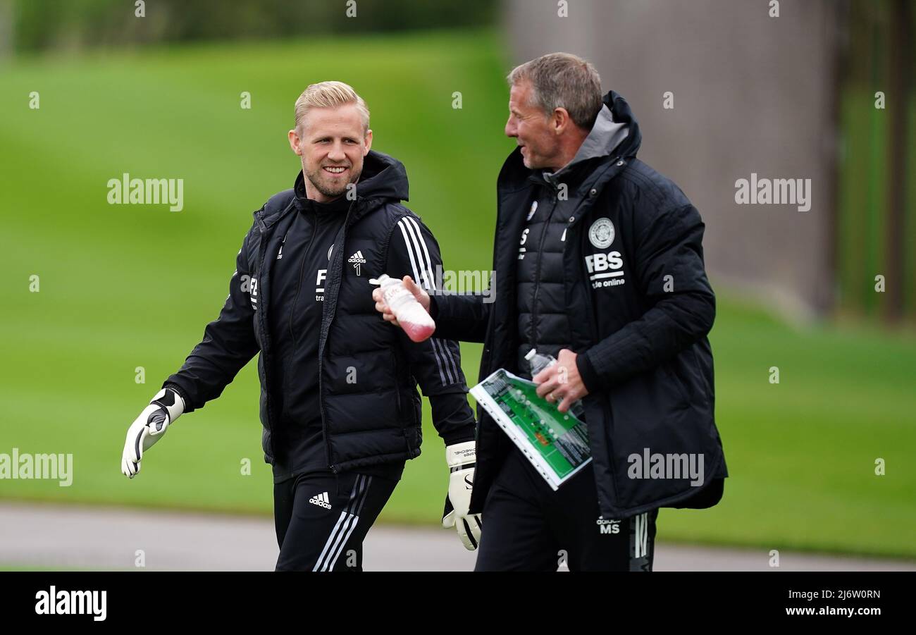 Leicester City goalkeeper Kasper Schmeichel during a training session ...
