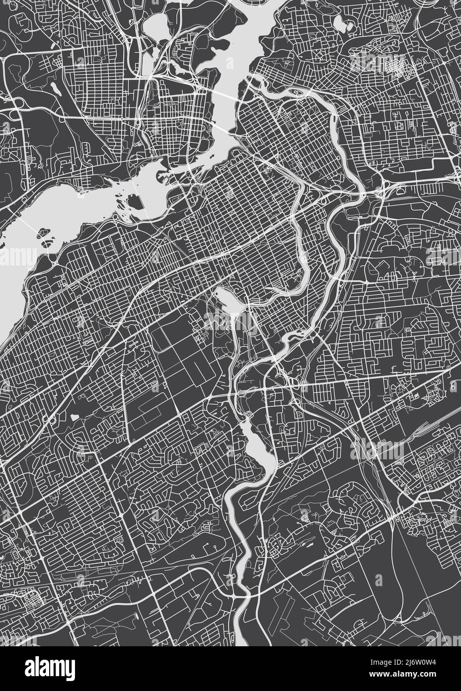 City map Ottawa, monochrome detailed plan, vector illustration Stock ...