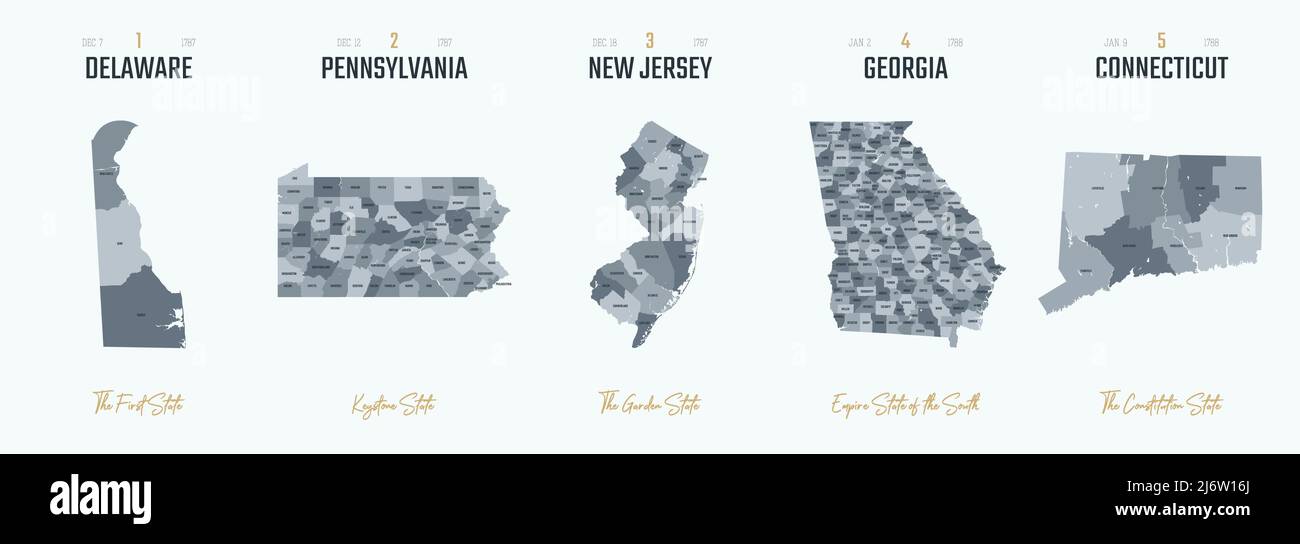 Vector set 1 of 10 Highly detailed silhouettes of US state maps ...