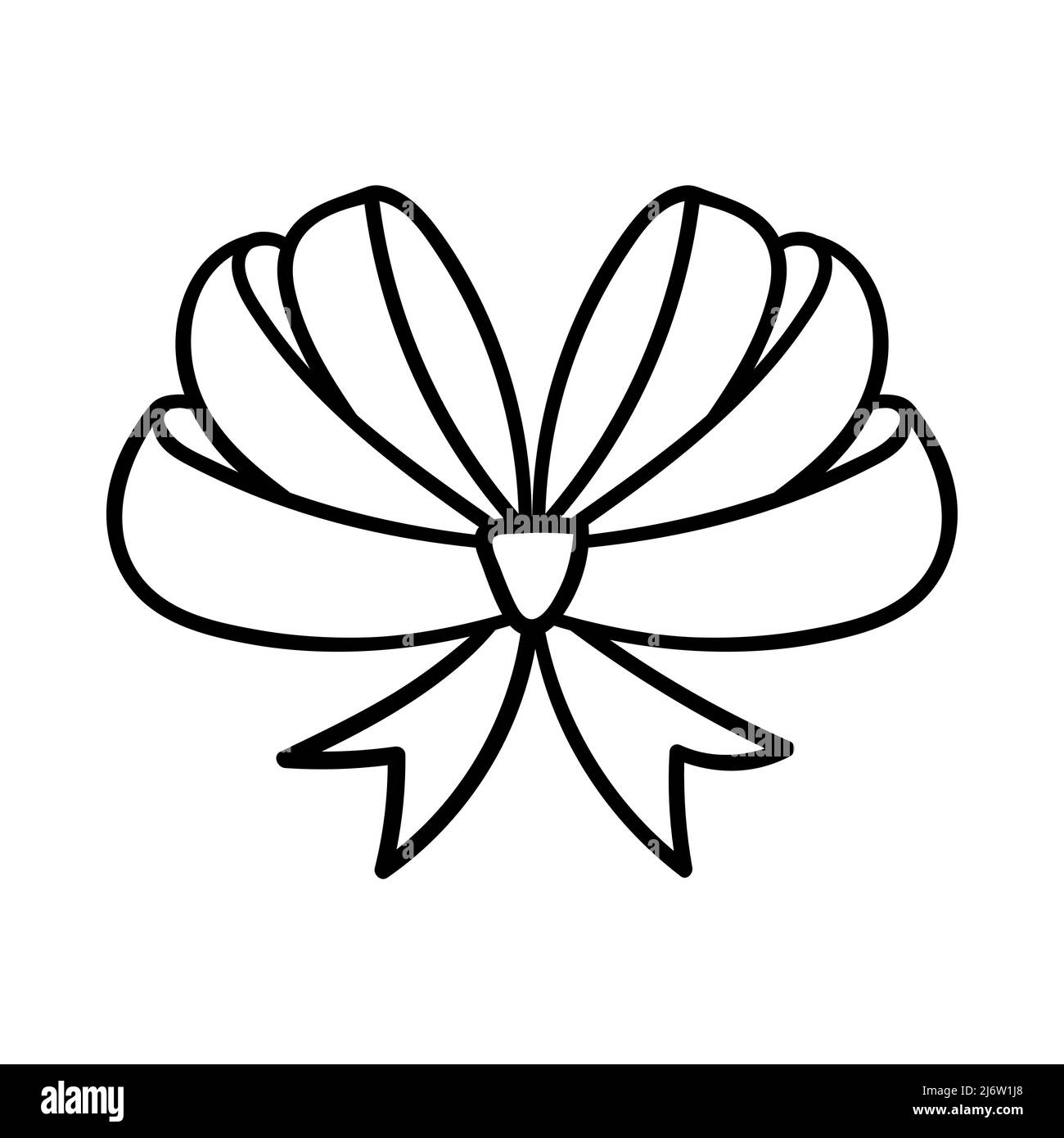 Ribbon bow. A simple contoured single design element is drawn by hand ...
