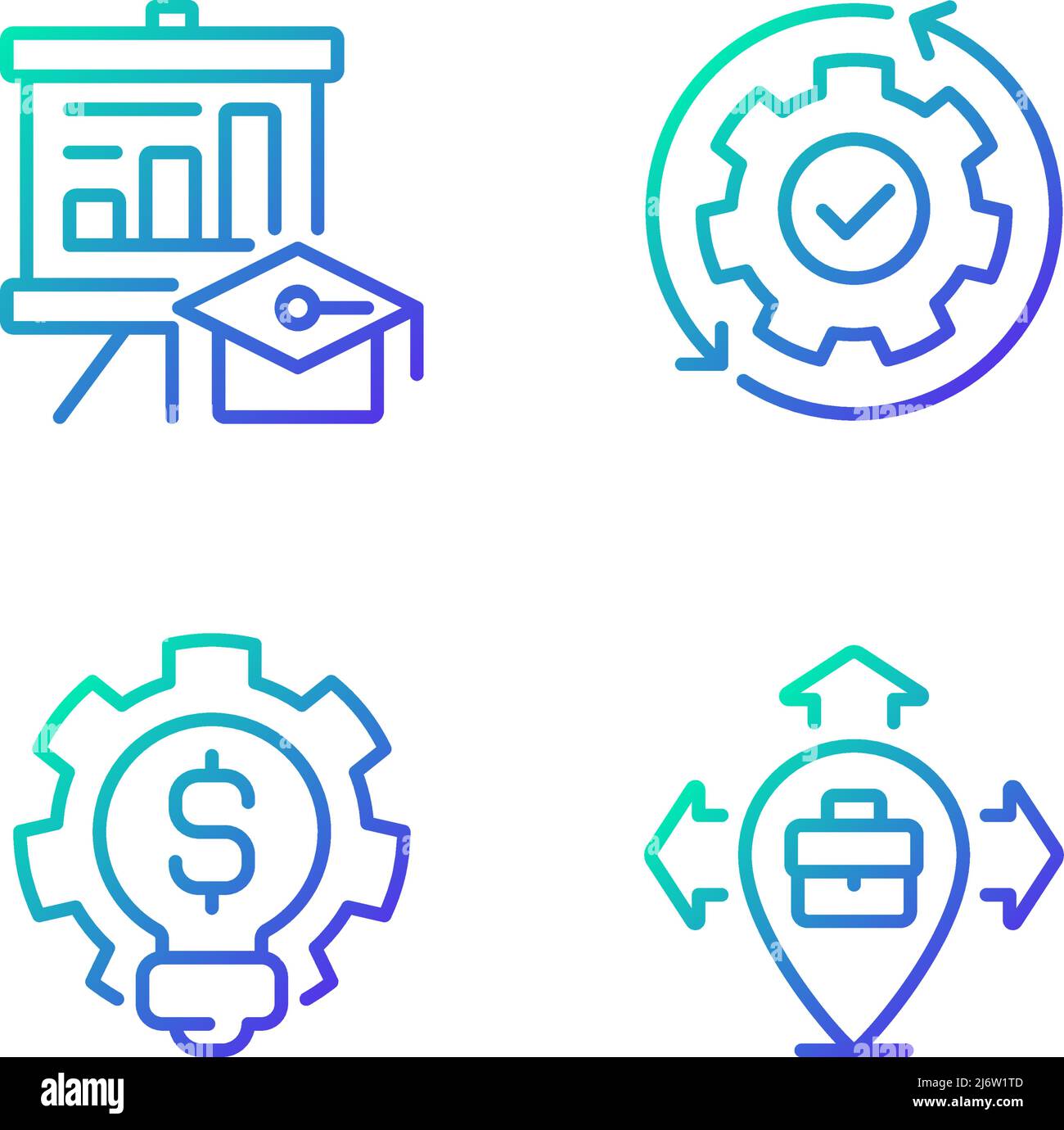 Improvement business process gradient linear vector icons set Stock ...
