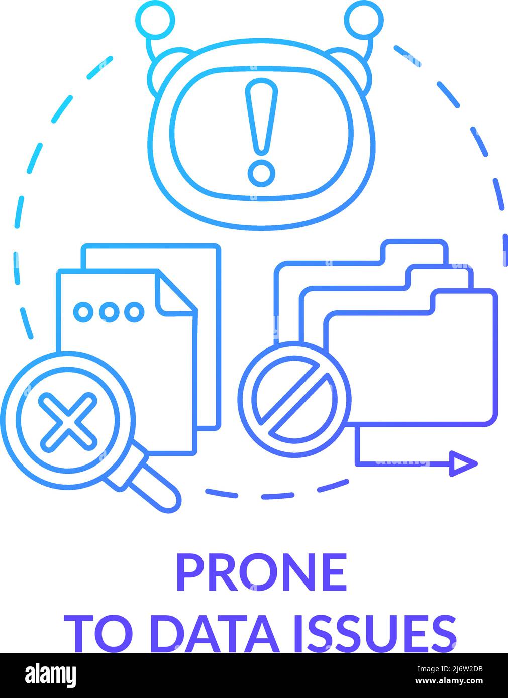Prone to data issues blue gradient concept icon Stock Vector Image ...