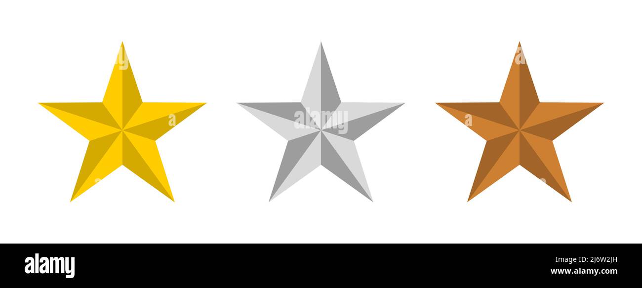 Star Icon Set including Top Three 1st Gold 2nd Silver 3rd Bronze Winner ...