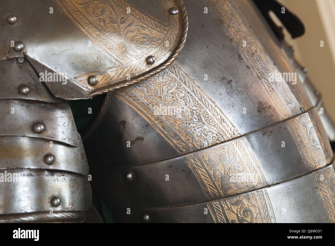 Metal Knight armour fragment, decorated torso protection of a medieval ...