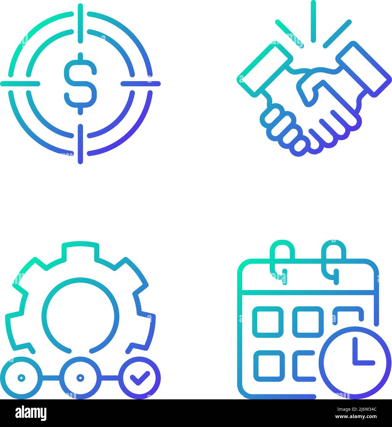 Successful business startup gradient linear vector icons set Stock ...