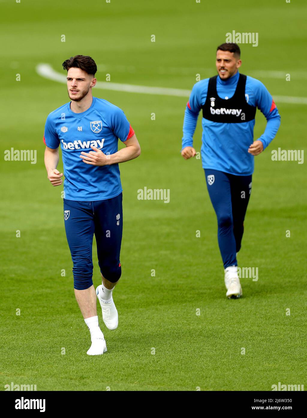 West Ham United's Declan Rice during a training session at Rush Green ...