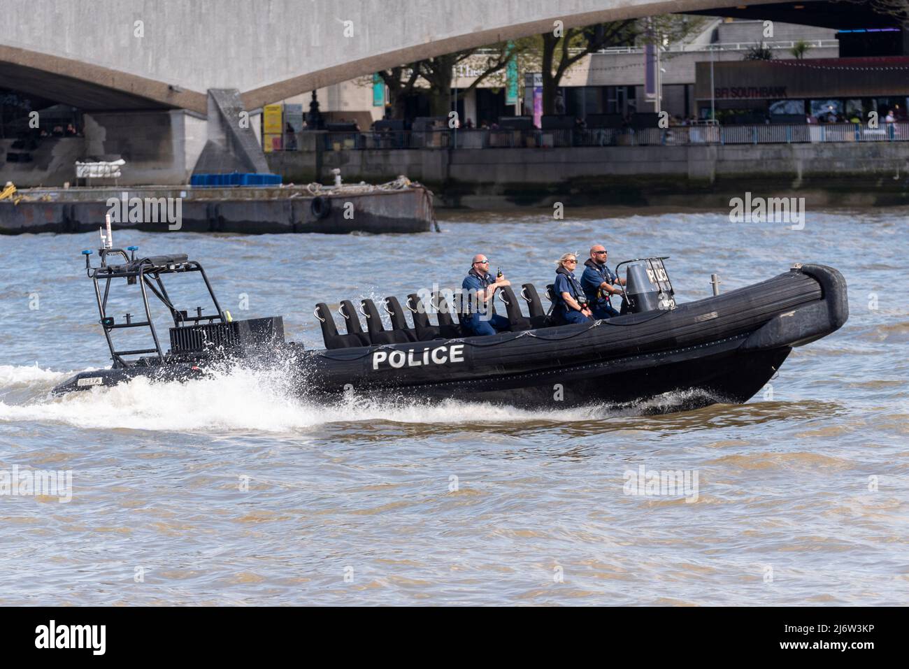 Police RIB boat on River Thames, London, UK. Security patrol during ...