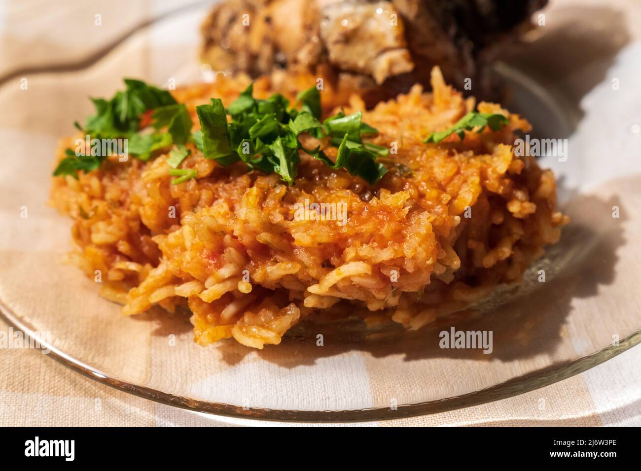 Jollof rice dome for Nigerian Ghanaian food concept. African national ...