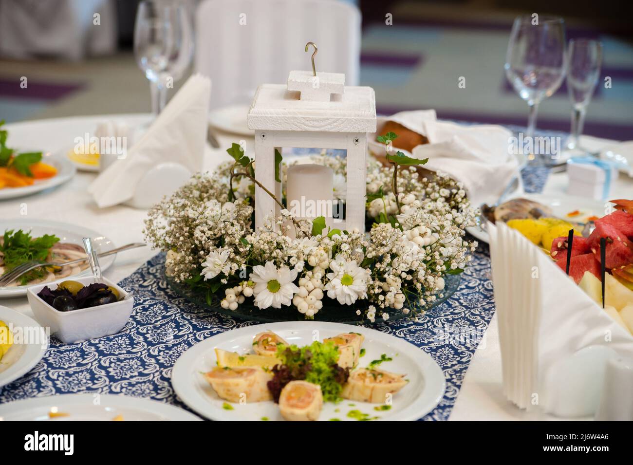 Beautiful table setting for a festive event. Wedding decorations Stock ...