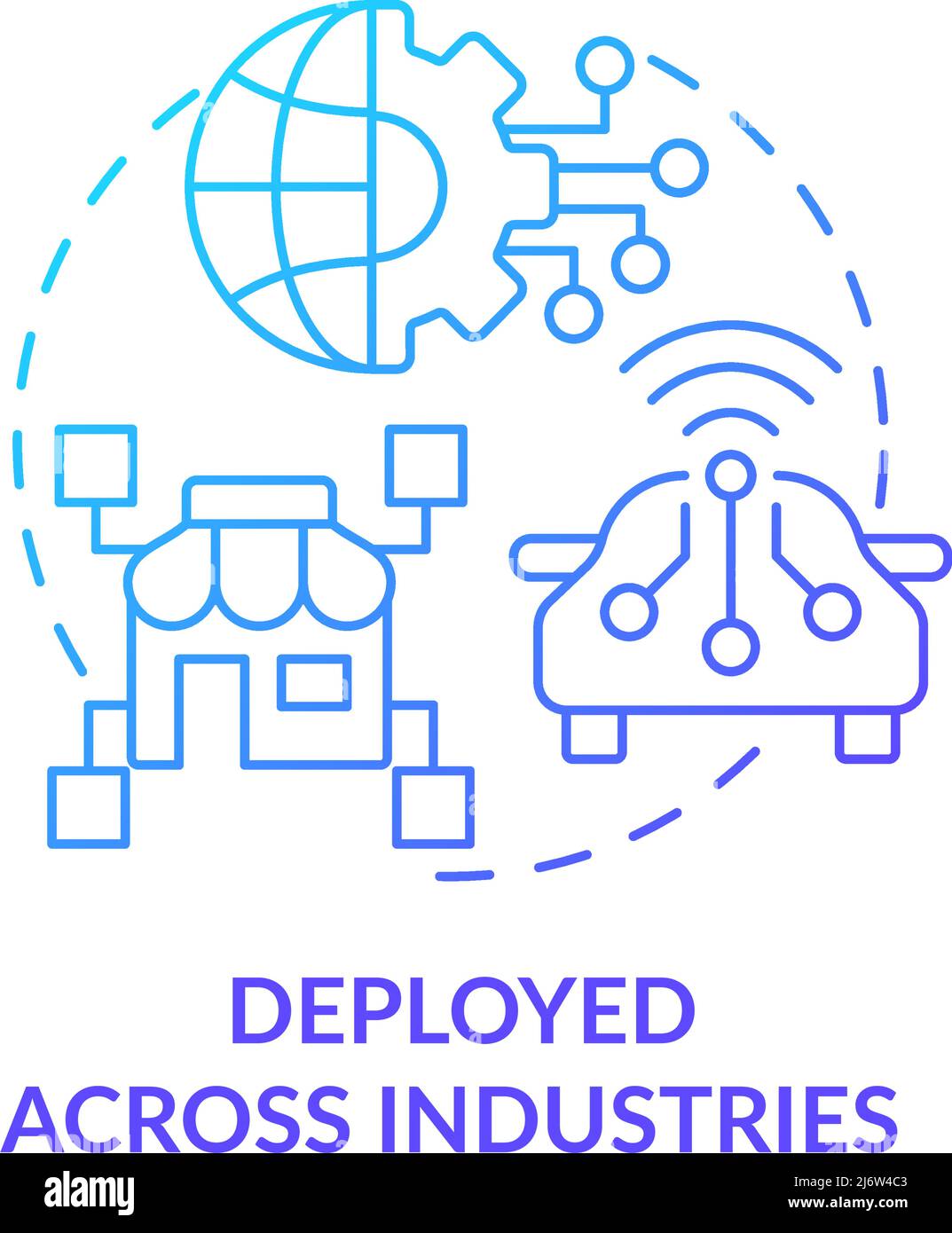 Deployed across industries blue gradient concept icon Stock Vector ...