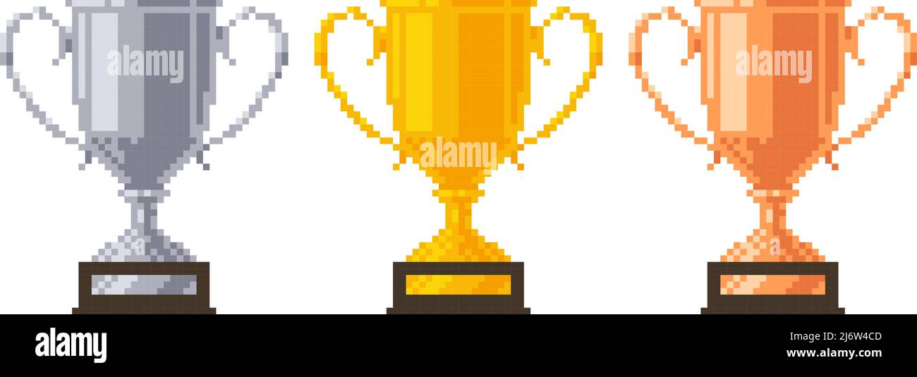 Pixel trophy cups and medals. Vector illustration Stock Vector Image ...