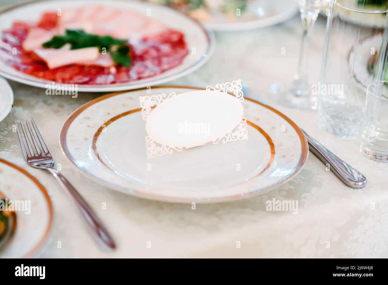 Beautiful table setting for a festive event. Wedding decorations Stock ...