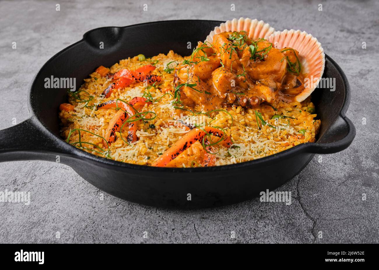 PERUVIAN FOOD: Rice with seafood. Arroz con Mariscos, food served in ...