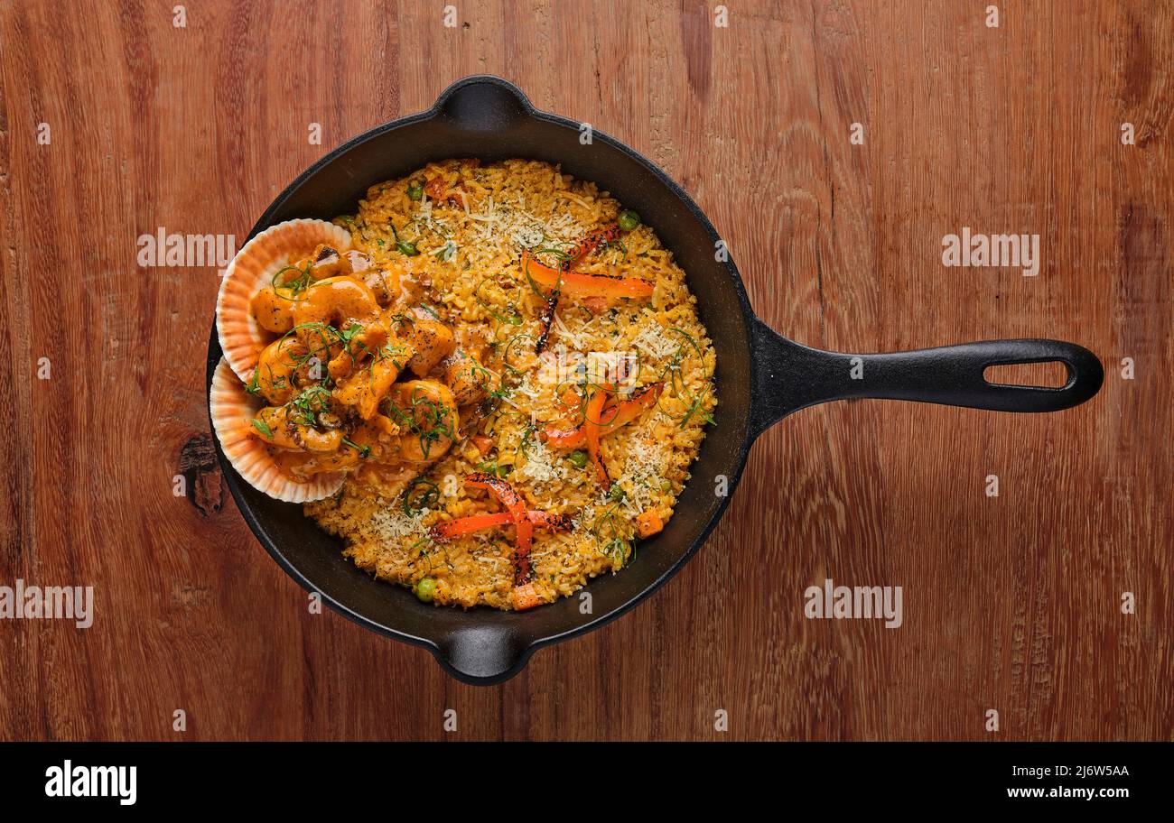 PERUVIAN FOOD: Rice with seafood. Arroz con Mariscos, food served in ...