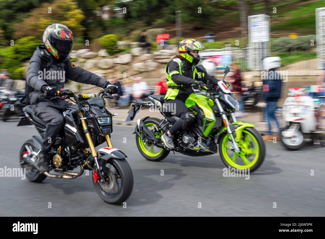 Small motorbikes ridden at speed at the Southend Shakedown 2022 ...