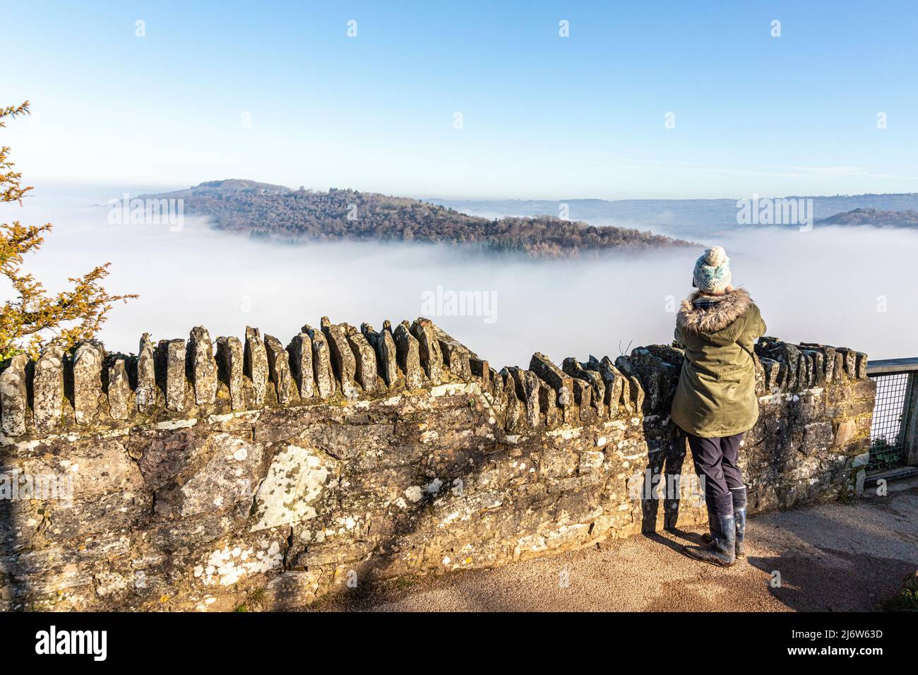 The River Wye totally obscured by mist due to a temperature inversion ...