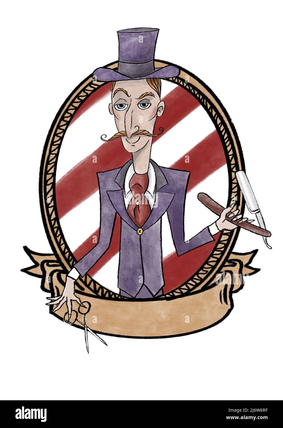 vintage barber shop illustration character with mustache and top hat ...