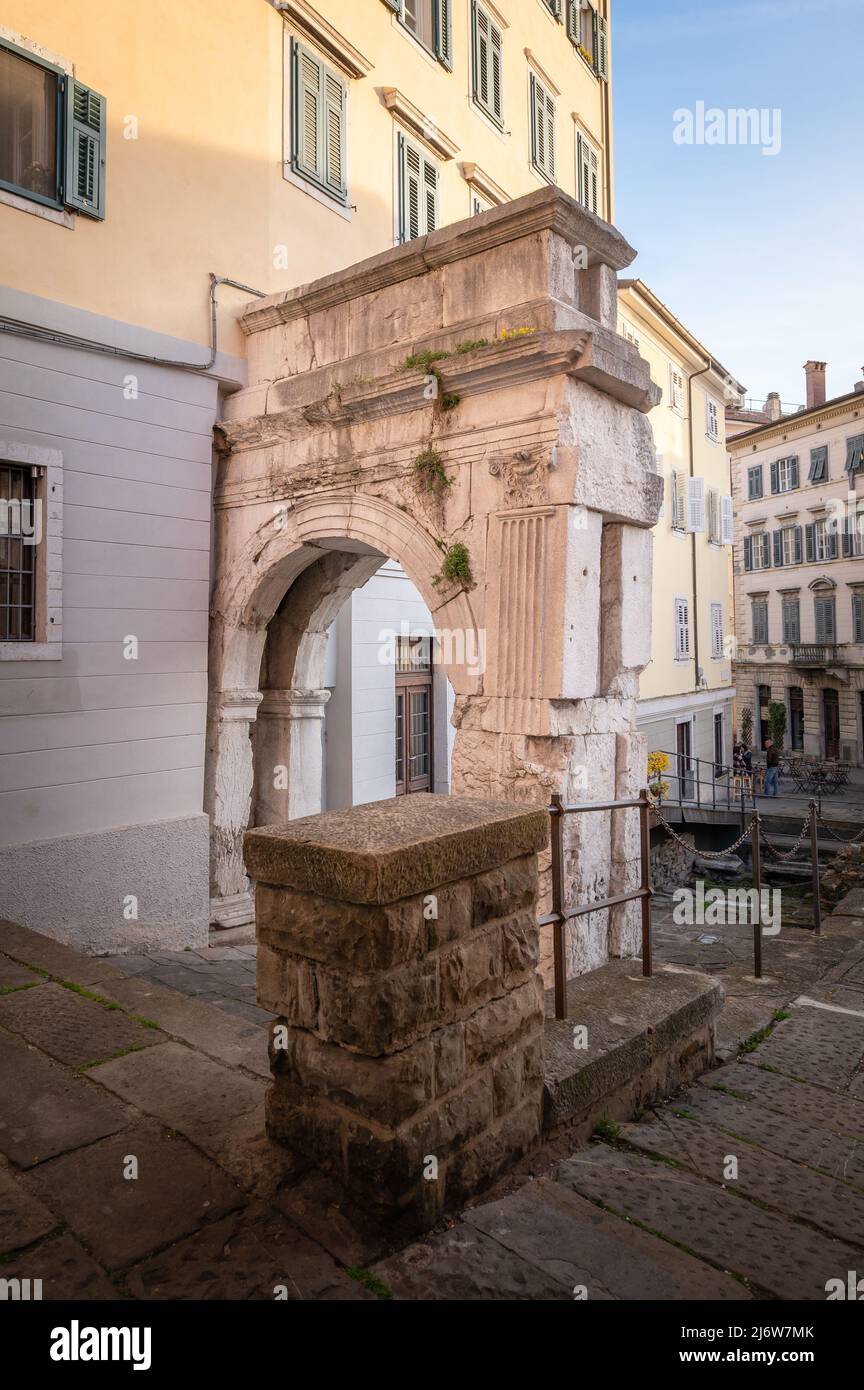 The so called Arco di Riccardo, an ancient roman arch, Trieste Italy ...