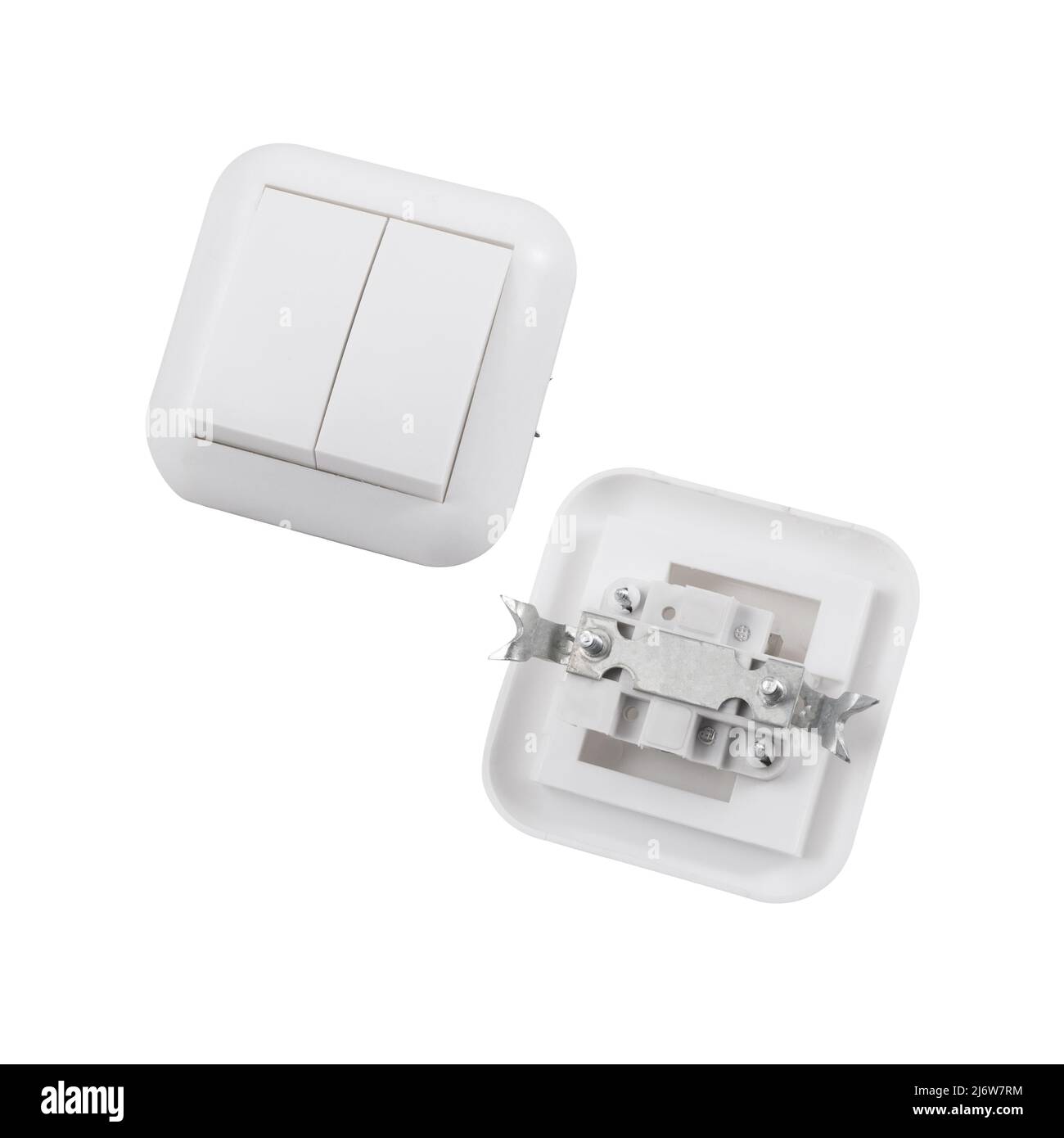 Built-in light switch with 2 keys isolated on a white background ...