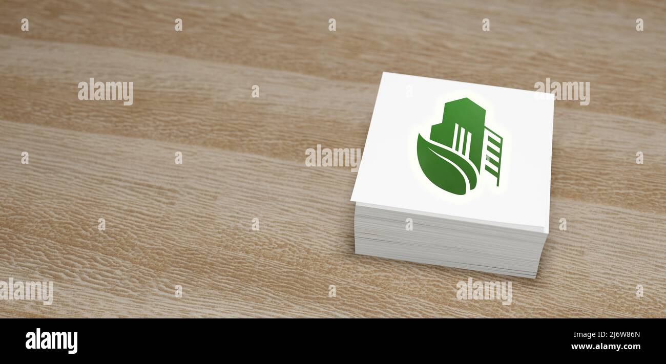 Go Green Building Real Estate 3d Render banner Stock Photo - Alamy