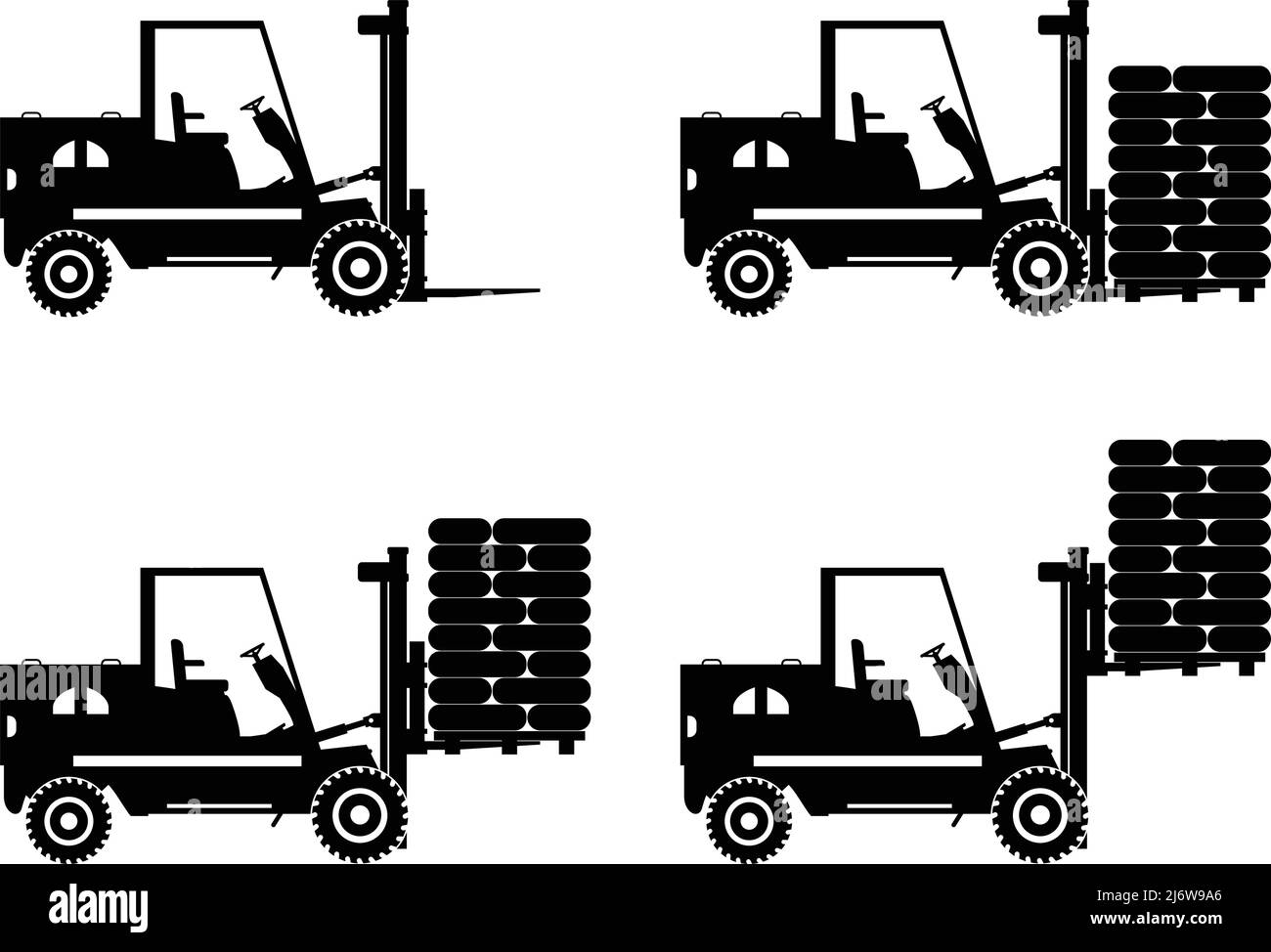 Detailed illustration of forklifts, heavy equipment and machinery Stock ...