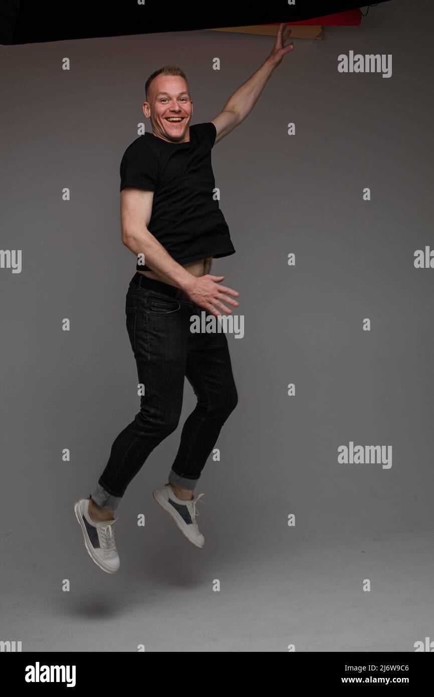 Man face to camera jump hi-res stock photography and images - Alamy
