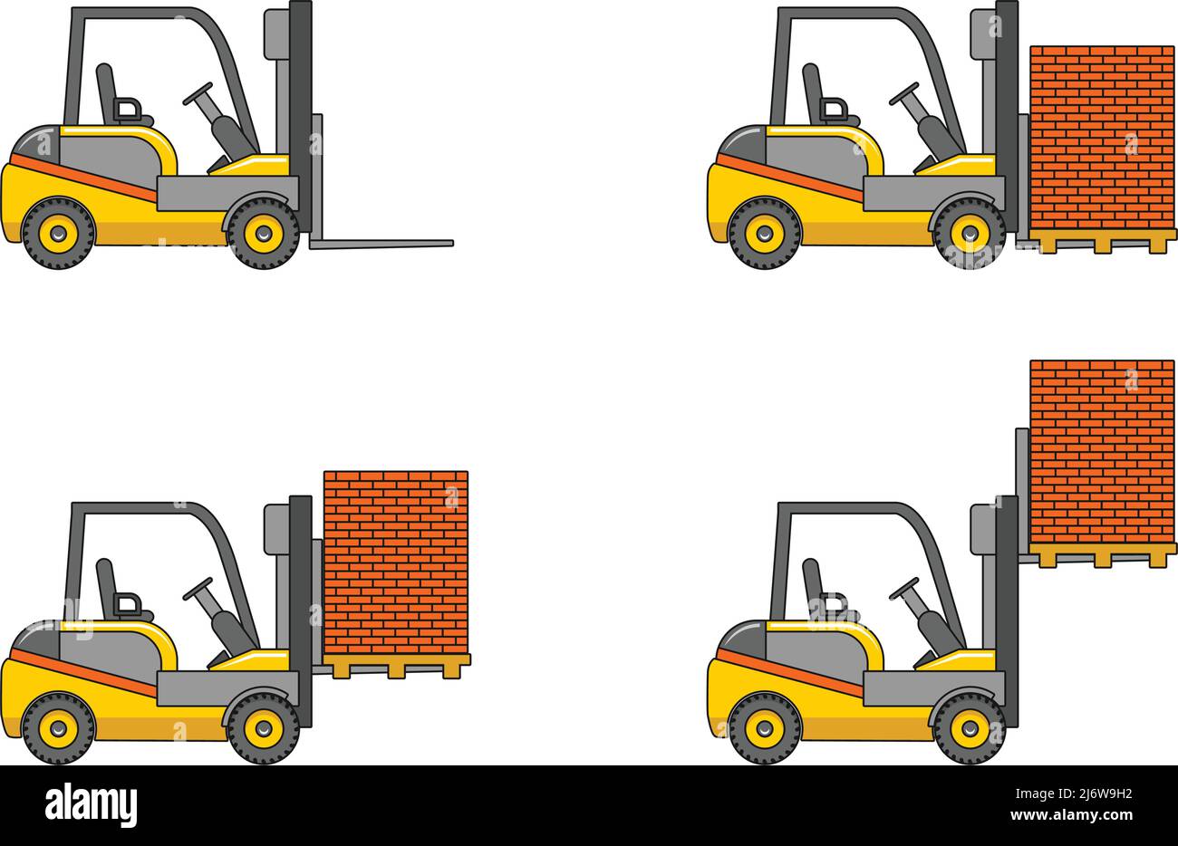 Detailed illustration of forklifts, heavy equipment and machinery Stock ...