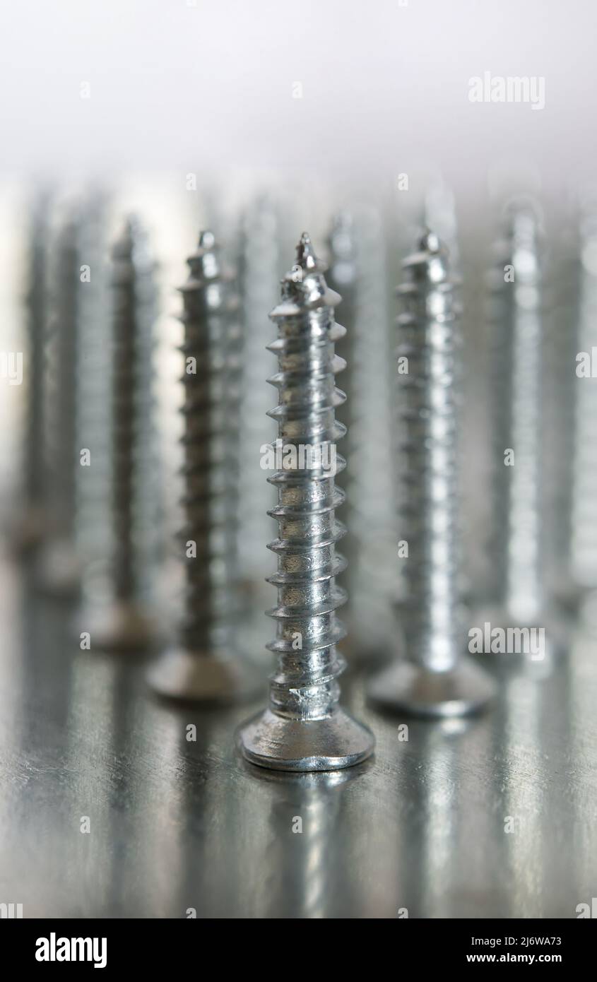 Galvanized self-tapping screw. Design abstraction. Industrial metal ...