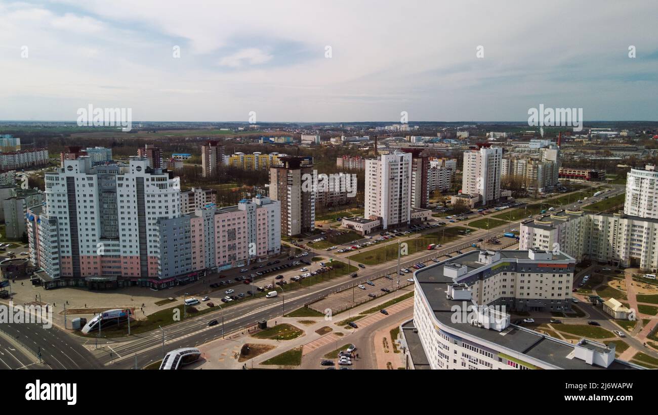 City block with high-rise buildings. Modern architecture. Dormitory ...