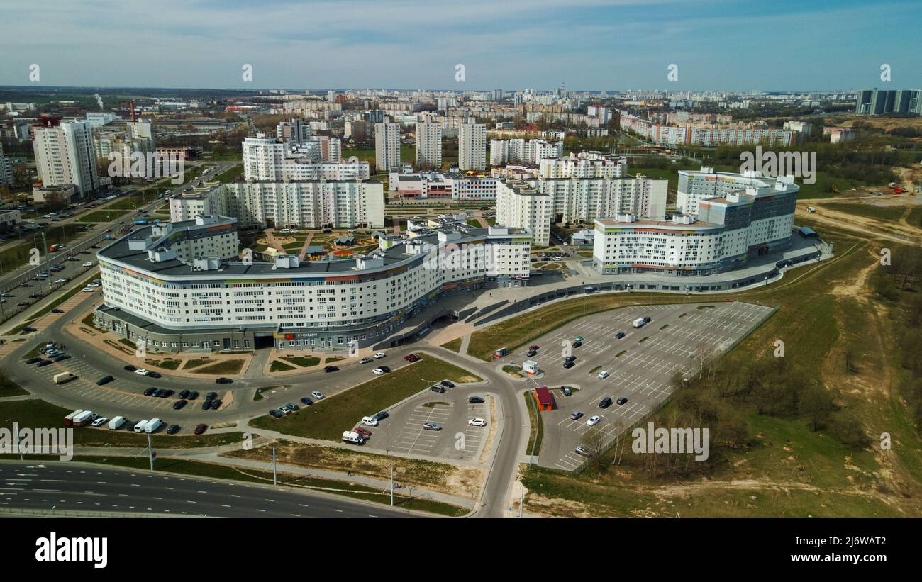 City block with high-rise buildings. Modern architecture. Sleeping area ...