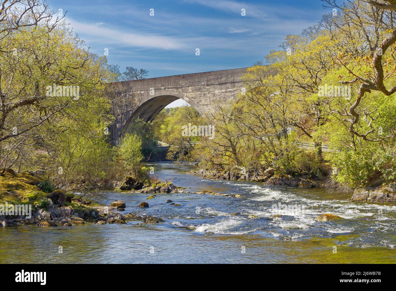 MORAR SCOTLAND THE RIVER MORAR FLOWING UNDER THE RAILWAY VIADUCT THE ...