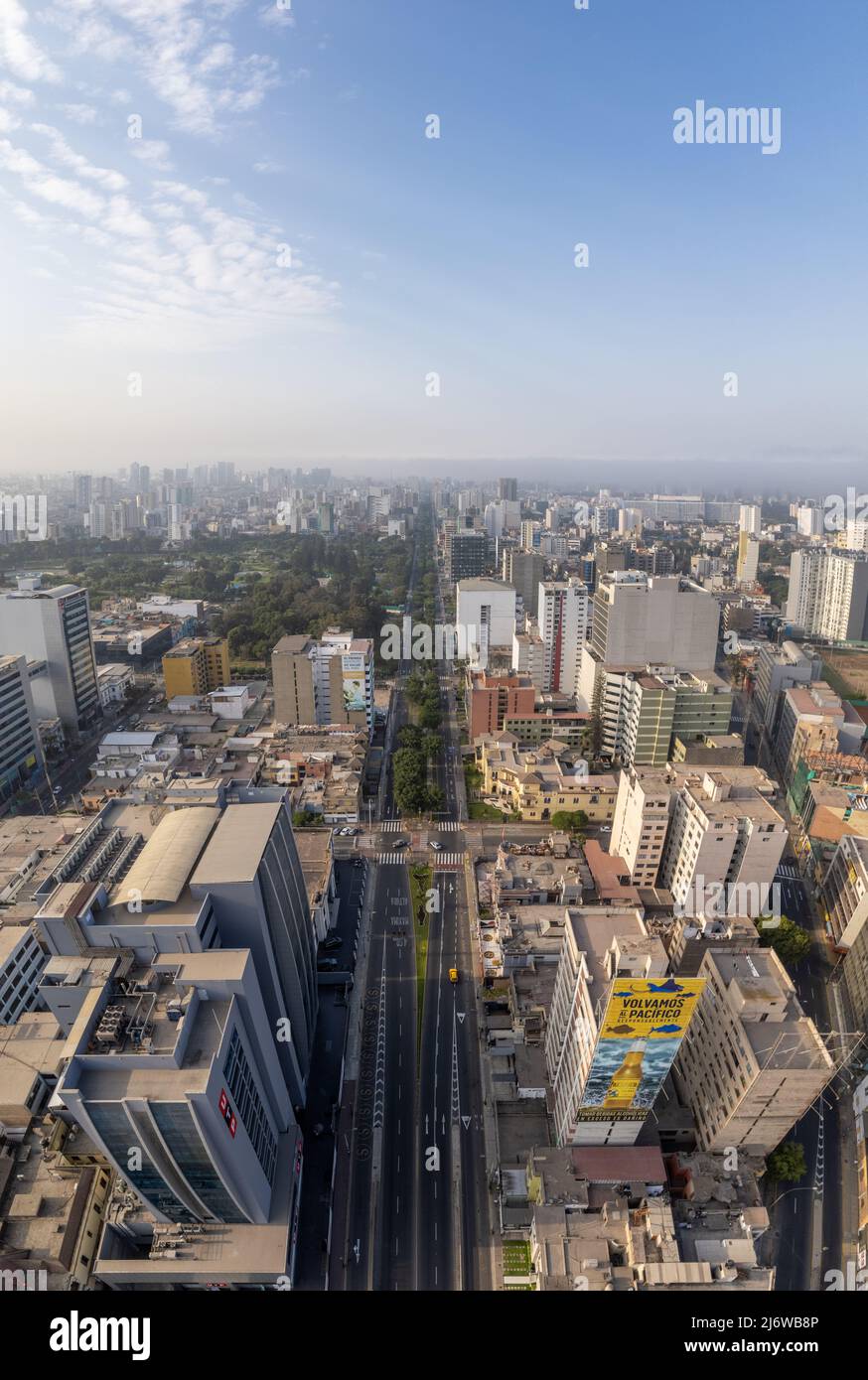 Lima, Peru - 03th Apr 2022: Aerial view of Avenida Arequipa and Avenida ...