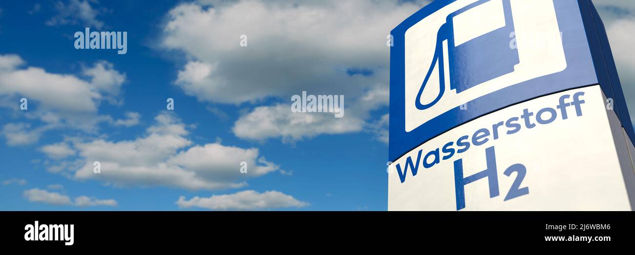 Hydrogen filling station road sign Stock Photo - Alamy