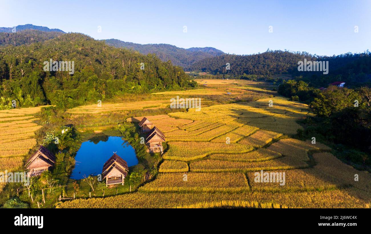 "aerial photograph drone" beautiful mountain scenery and bamboo bridge ...