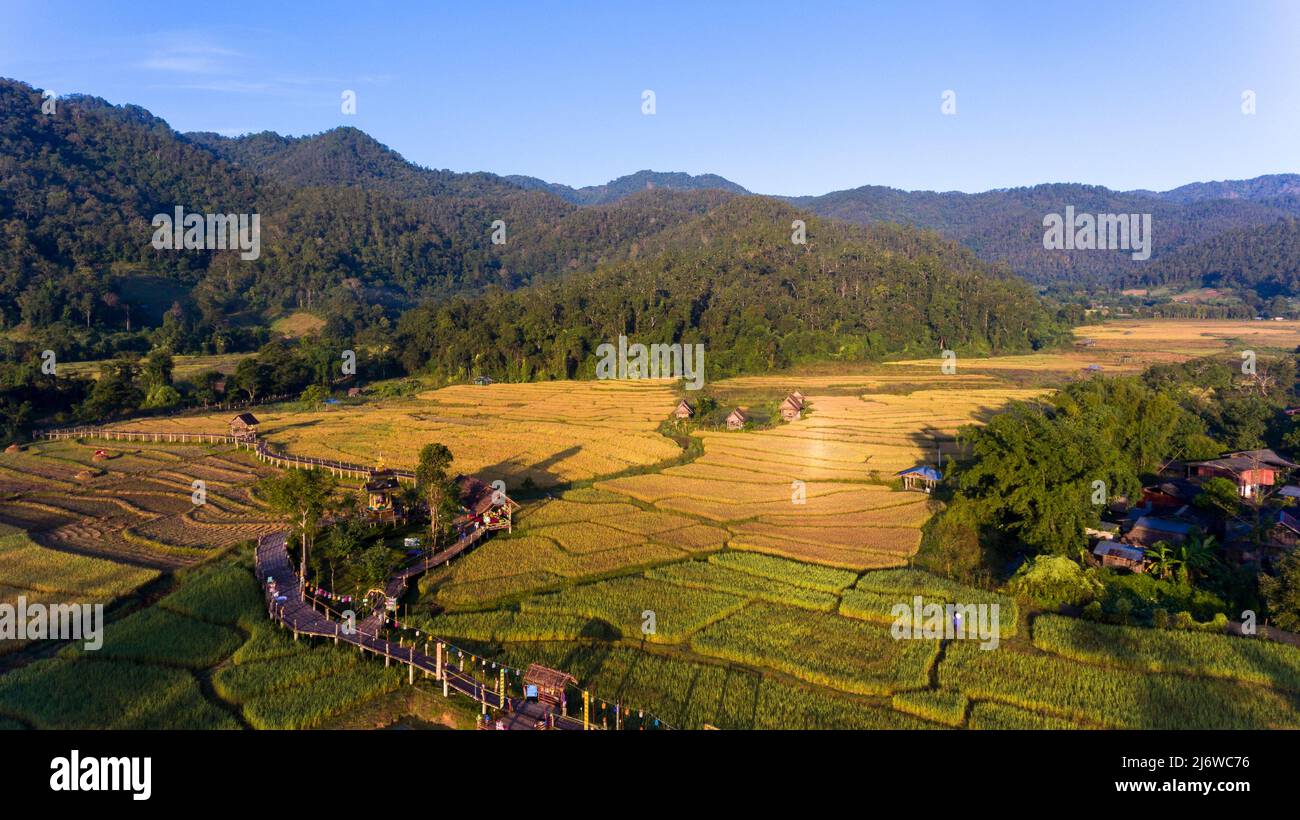 "aerial photograph drone" beautiful mountain scenery and bamboo bridge ...
