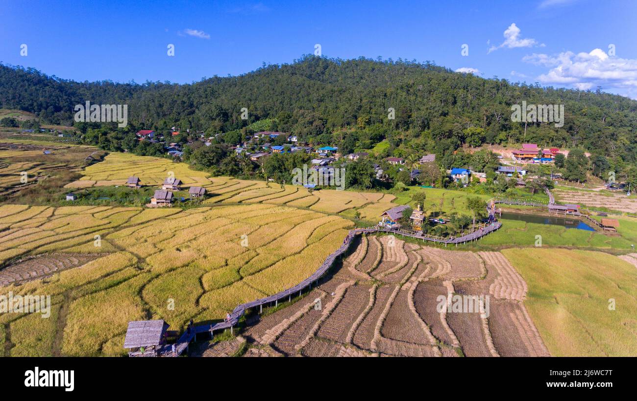 "aerial photograph drone" beautiful mountain scenery and bamboo bridge ...