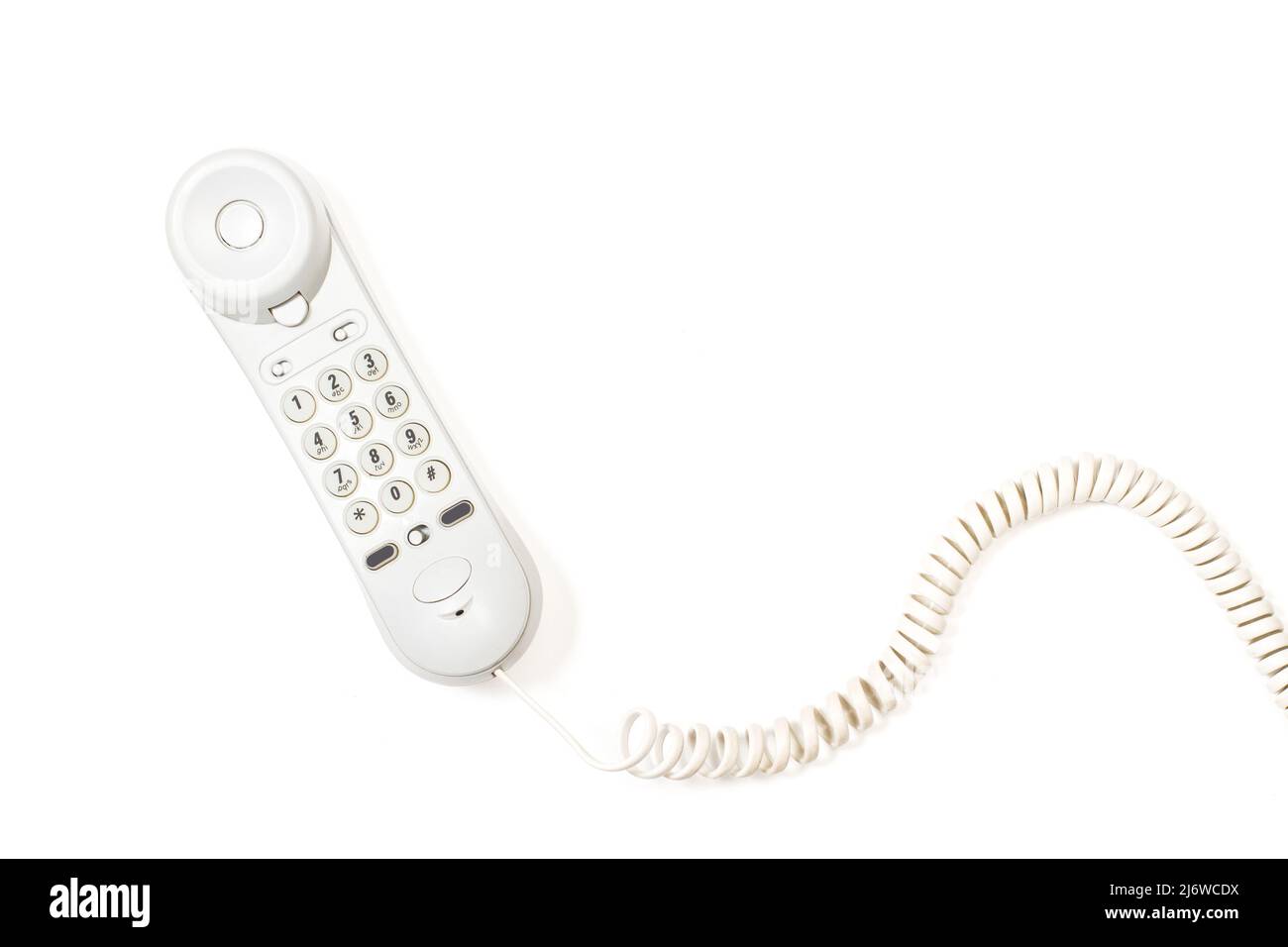 A digital telephone receiver on a white background with copy space ...