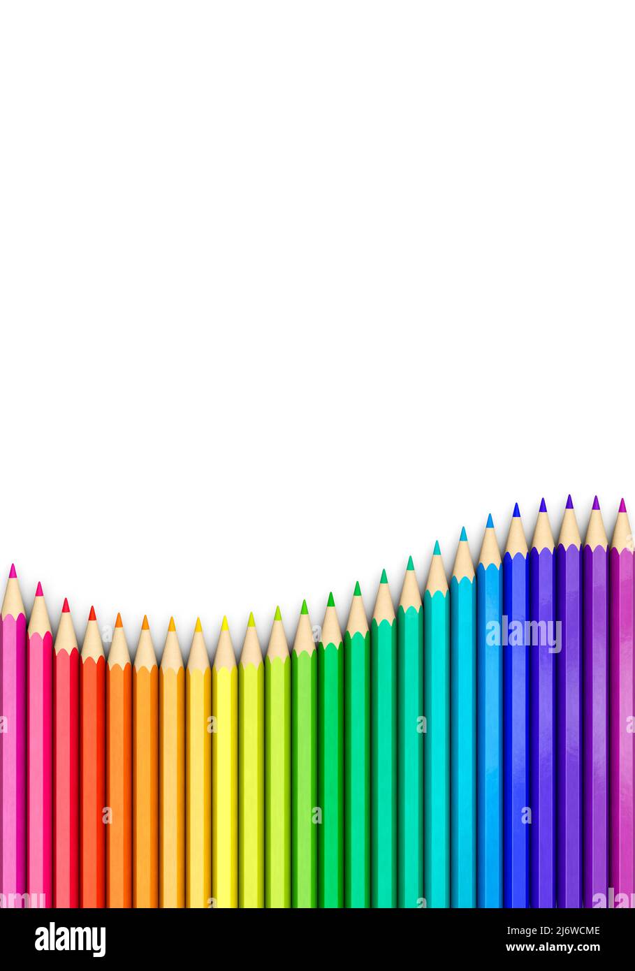 Many colorful crayons in wave shape with white background Stock Photo ...