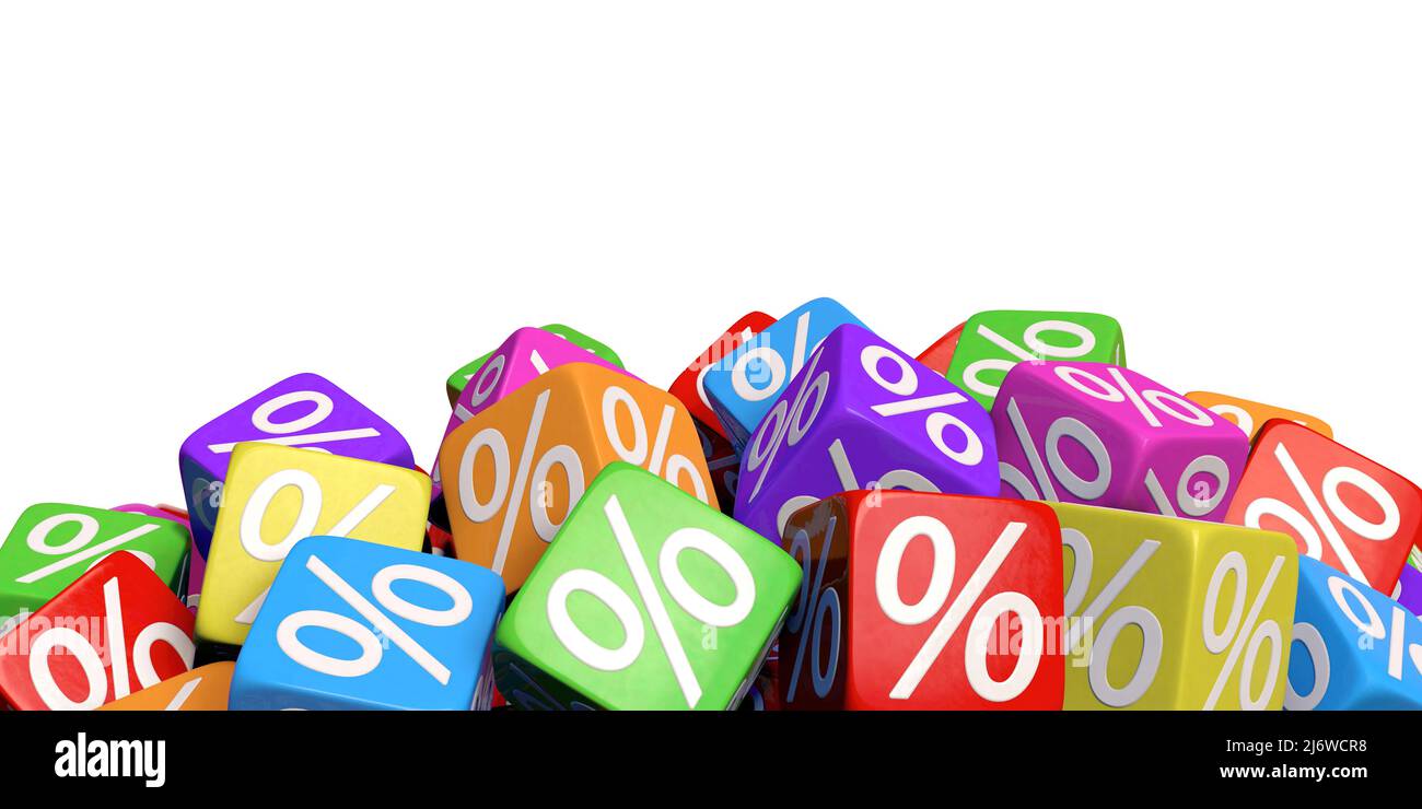 Many isolated colorful percent cubes Stock Photo - Alamy